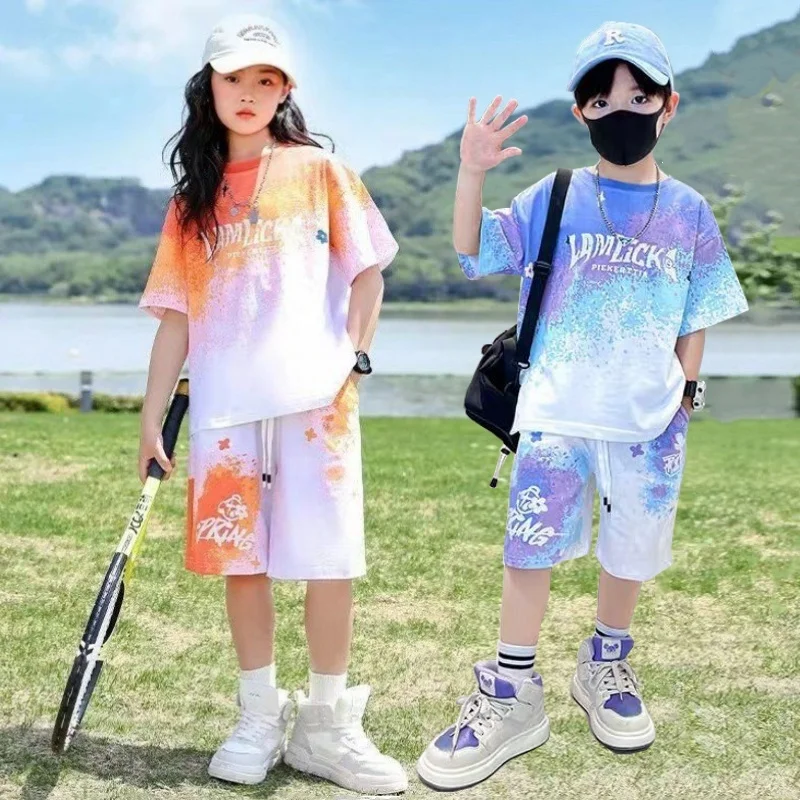 T-Shirt+Shorts Kids Boys Girls Printing 2-Piece Set Summer Children ...