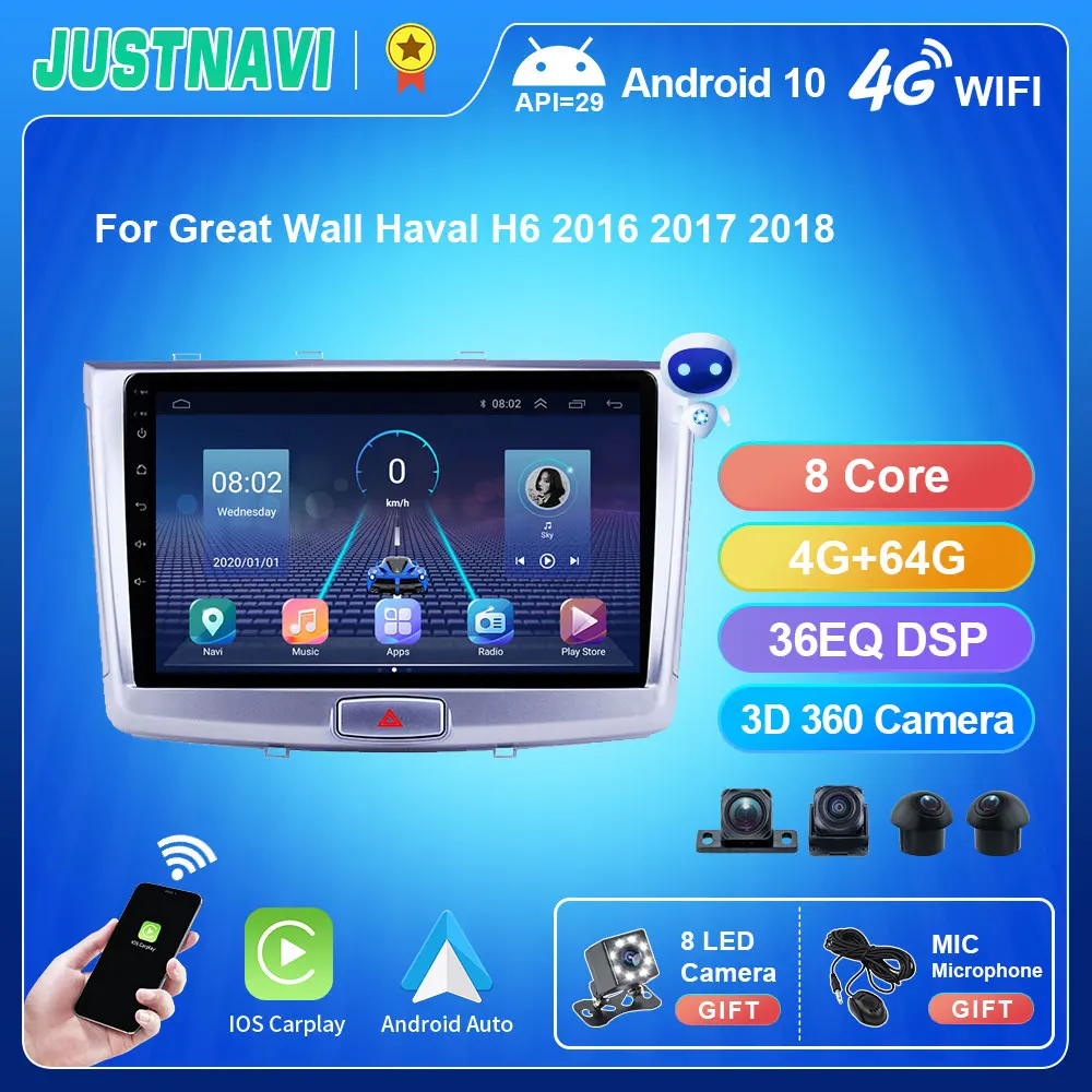 Radio QT5 para coche, reproductor de vídeo estéreo con Android 10, Carplay, 4G, WIFI, navegación ...