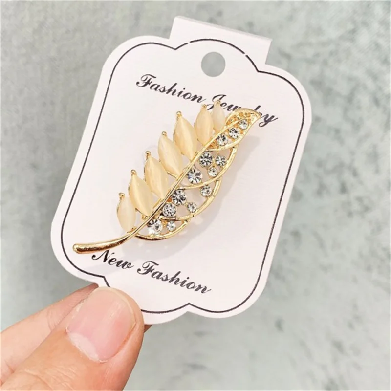 Retro Tree Leaf Brooch Gold Color Leaves Crystal Brooches Shirt Suit ...