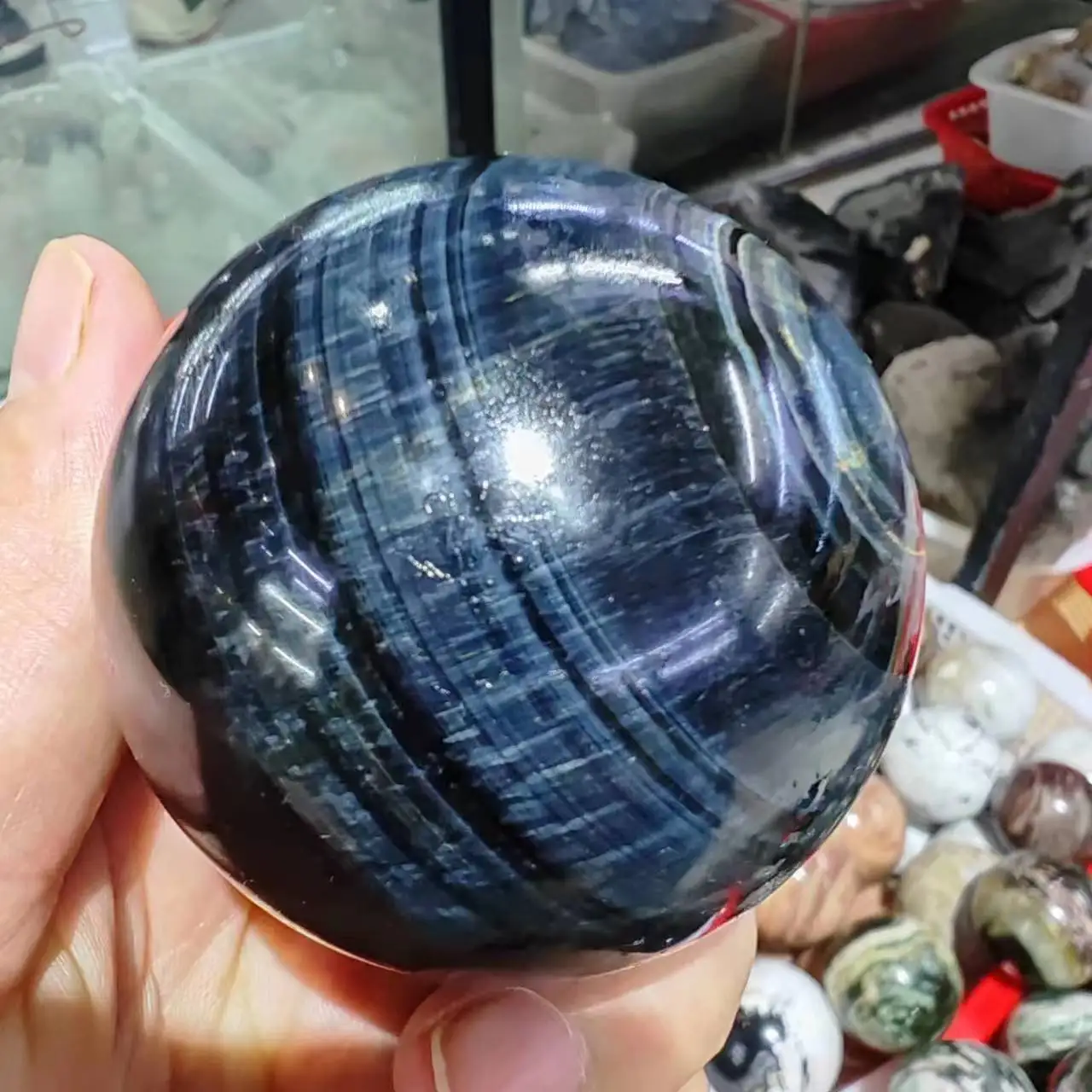 1pcNatural-Blue-Tiger-Eye-Stone-Crystal-Meditative-Energy-Ball-Reiki ...