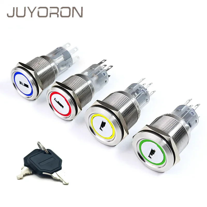 Waterproof-Metal-Key-Knob-Switch-19MM-22MM-Led-Light-Latching-Self ...