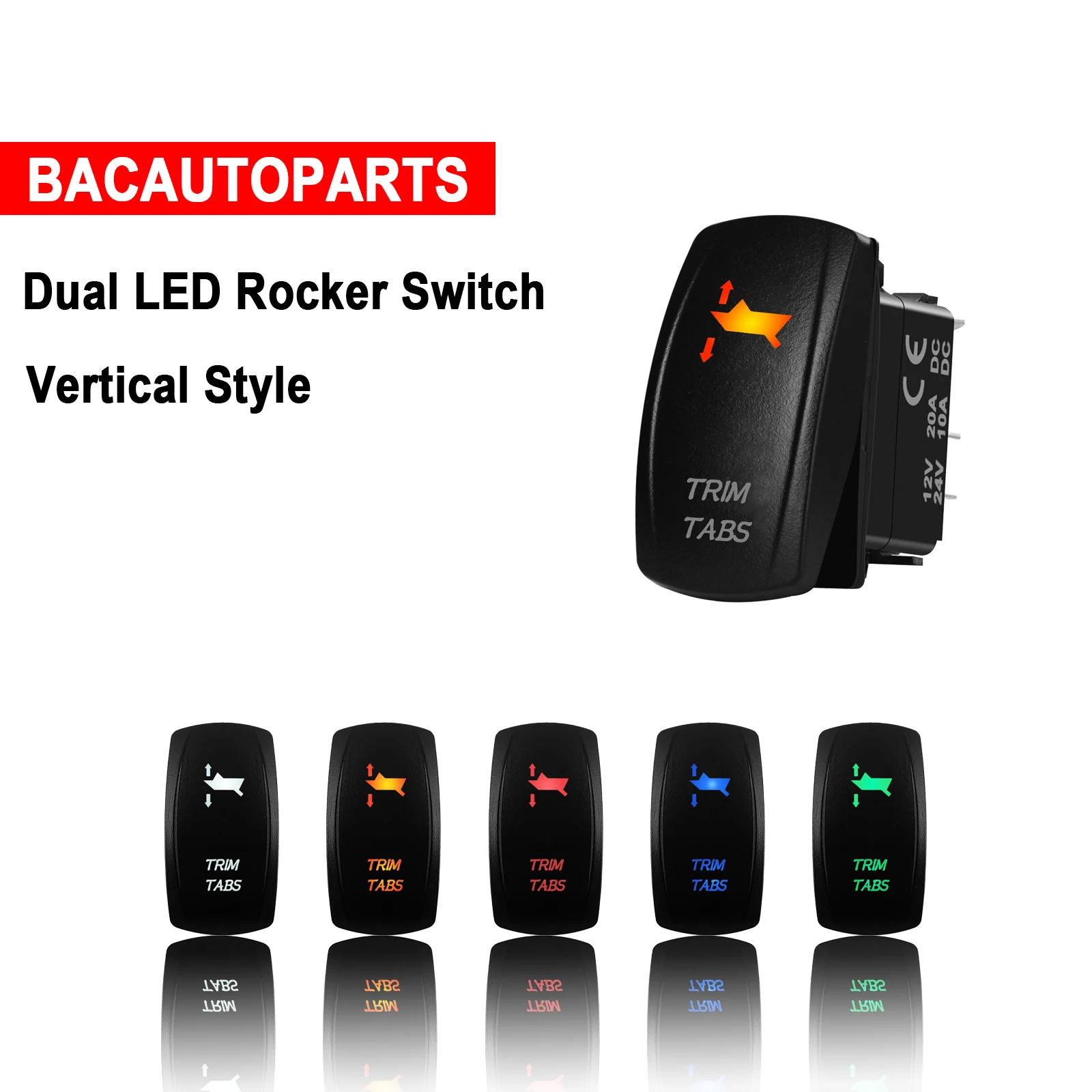 12V-DPDT-7PIN-ON-OFF-ON-Dual-LED-TRIM-TABS-Momentary-Rocker-Switch-For ...