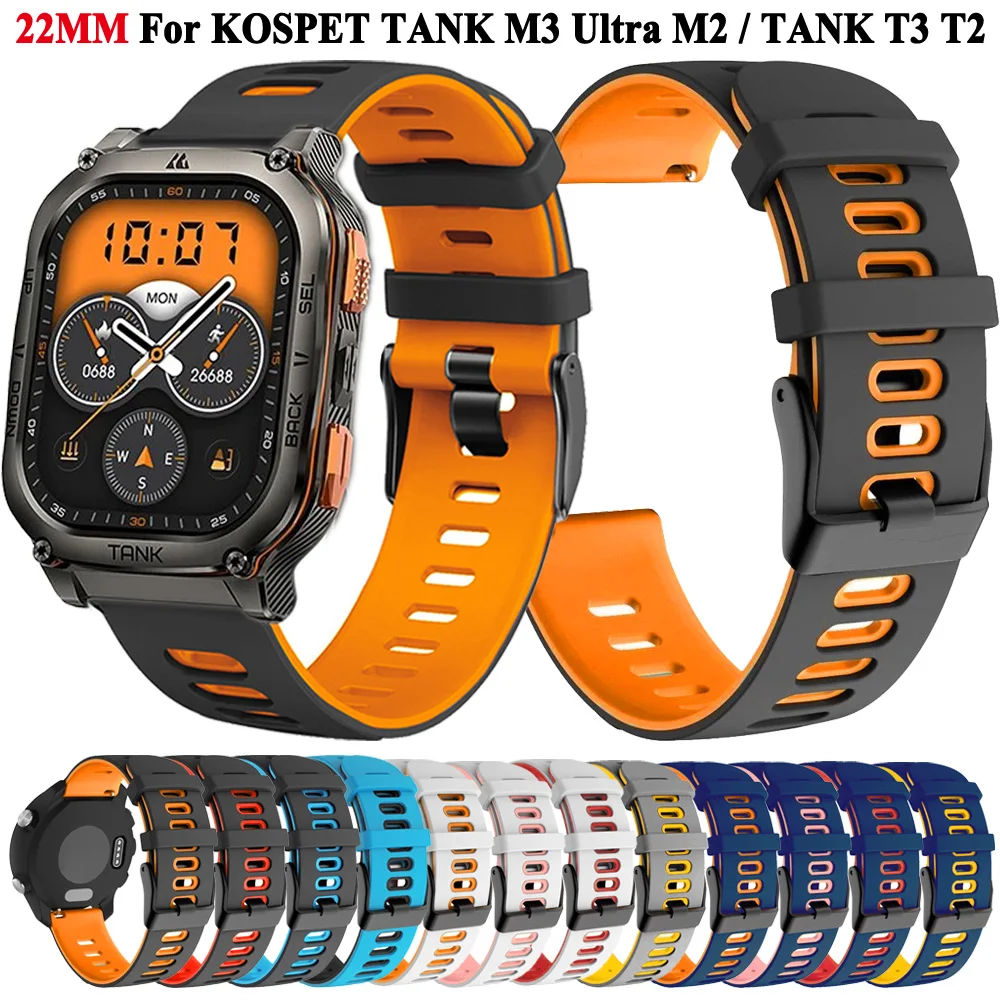 22mm Silicone Watch Strap For KOSPET TANK M3 Ultra/M3/M2/TANK T3 Ultra ...