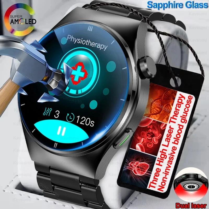 Terapia-a-Laser-Smartwatch-Vidro-de-safira-Tela-HD-AMOLED-Esporte ...
