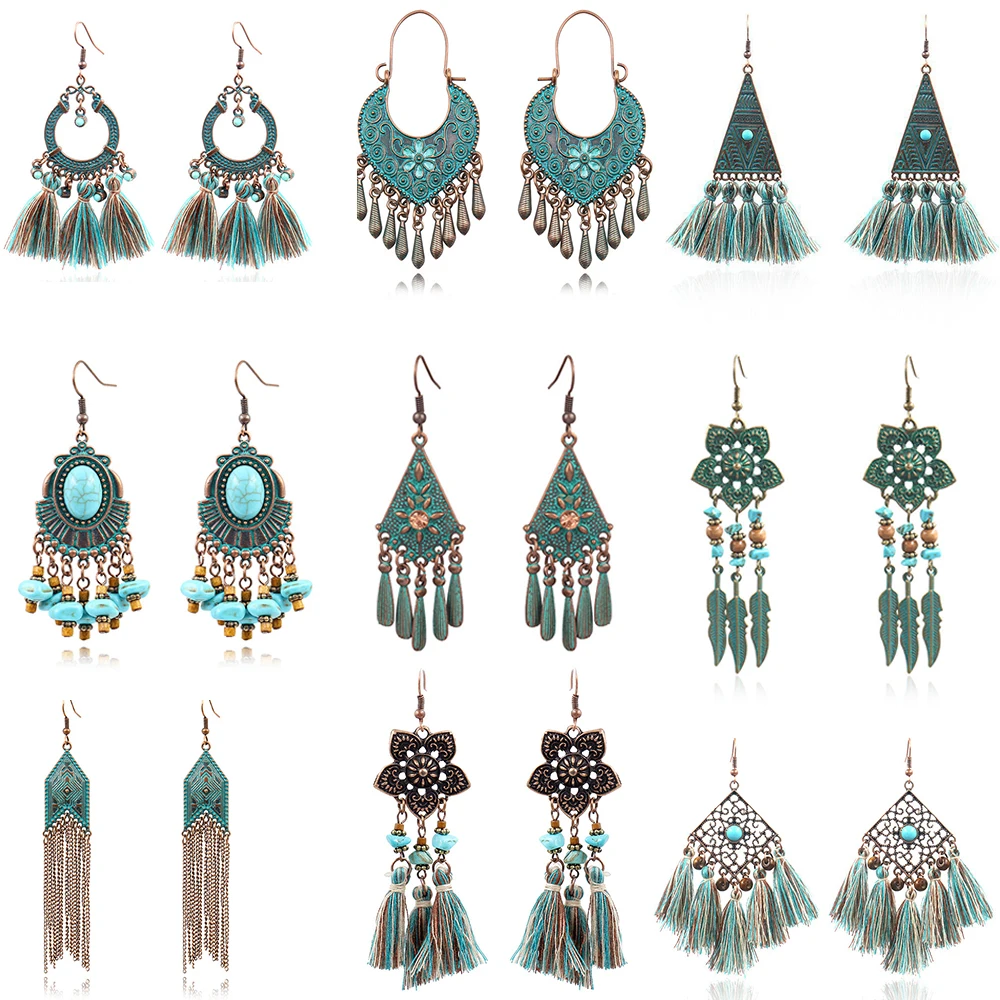 Pendientes-colgantes-tnicos-y-bohemios-para-mujer-aretes-de-alambre-de ...