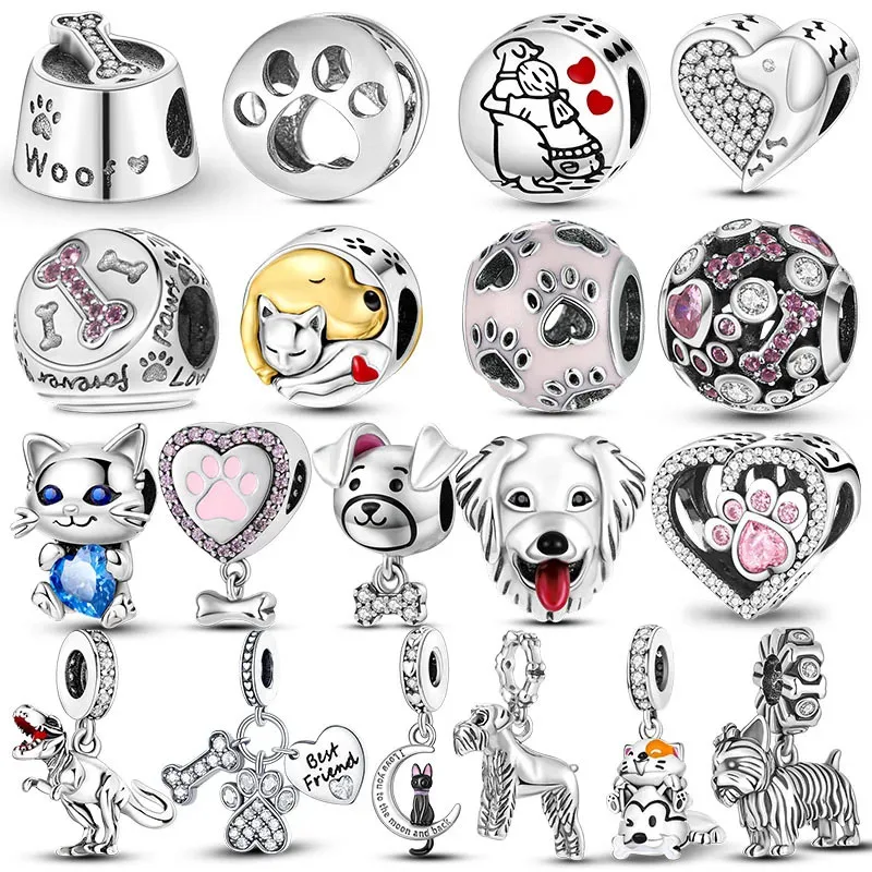 Abalorios-de-plata-925-para-perro-y-mascota-cuentas-de-hueso-de-Bulldog ...