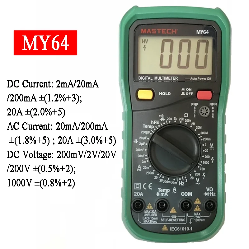 MASTECH MY64 มัลติมิเตอร์แบบดิจิตอล AC/DC DMM ความถี่ Capacitance ...