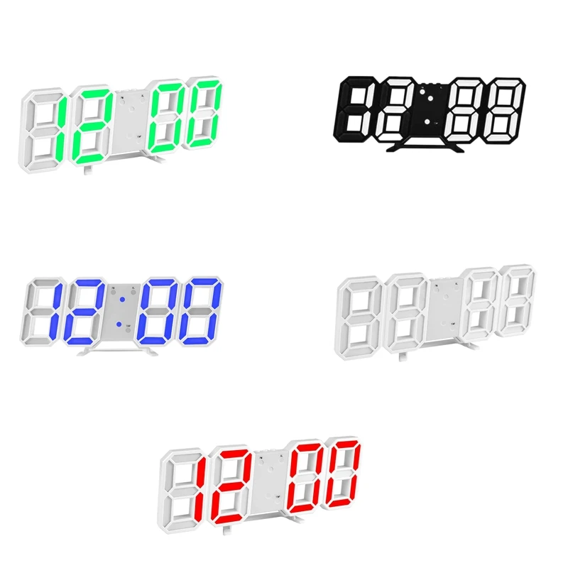 LED-Digital-Alarm-Clock-Modern-3D-Electronic-Bedside-Desk-Table-Wall ...