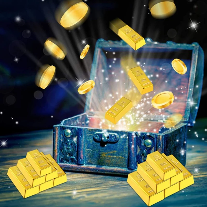 Simulated Golden Brick Glittering Gold Bar Plastic Fake Gold Bullion ...