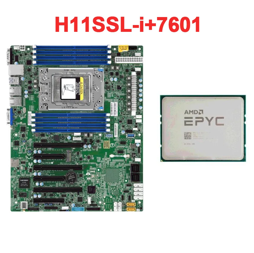 Supermicro H11SSL i 메인 보드 및 프로세서 AMD EPYC 7601 CPU 32 코어 2.2GHz ~ 3 ...