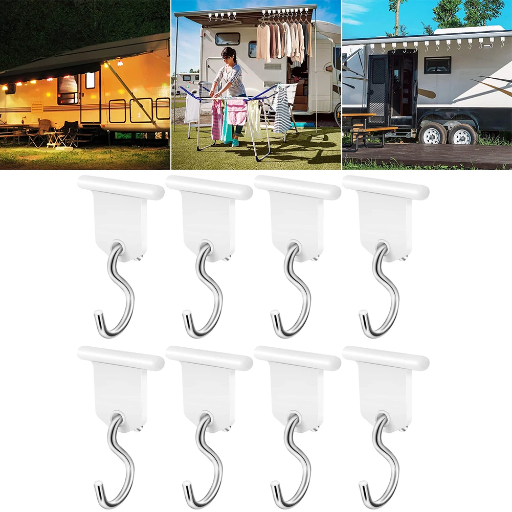 8PCS Camping Awning Hooks Clips RV Tent Hangers Light Hangers For ...