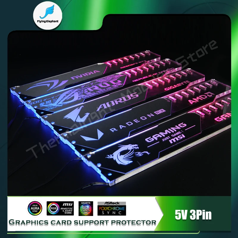 ที่วาง GPU รองรับกระจกหน้า ROG MSI AORUS AMD NVIDIA themes M/B 5V Arc ...