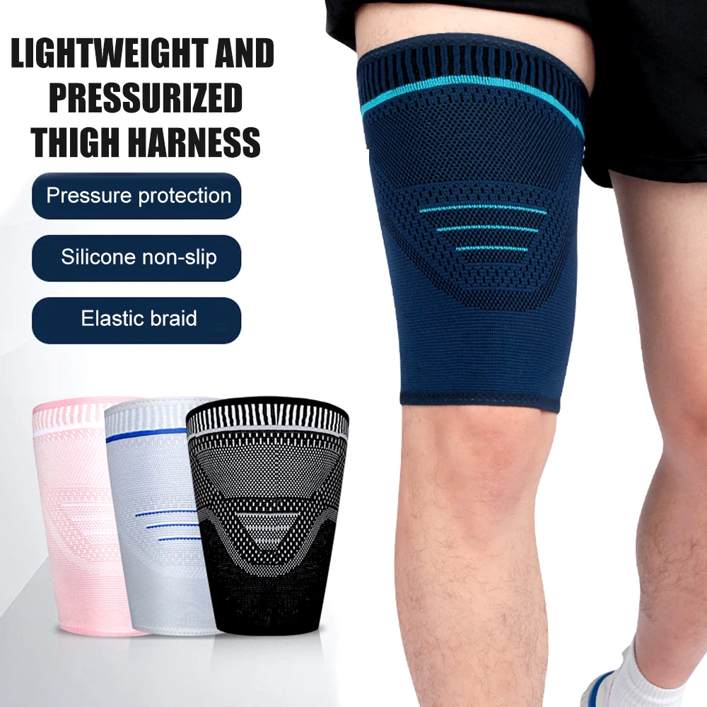 Choice L Blue 1pcs Thigh Compressed Sleeves Hamstring Support Upper Leg ...