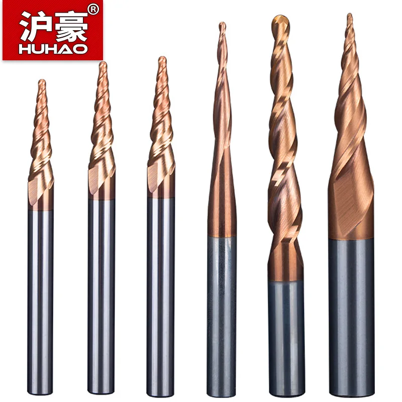 HUHAO-Spiral-Ball-Nose-Tapered-End-Mill-HRC55-Tungsten-Solid-Carbide ...