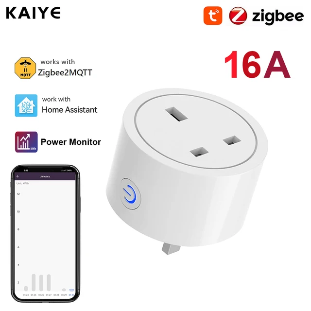 Tuya Zigbee Smart Socket Uk Plug 16A Házi Power Outlet With Energy Monitor Works Alexa Google ...