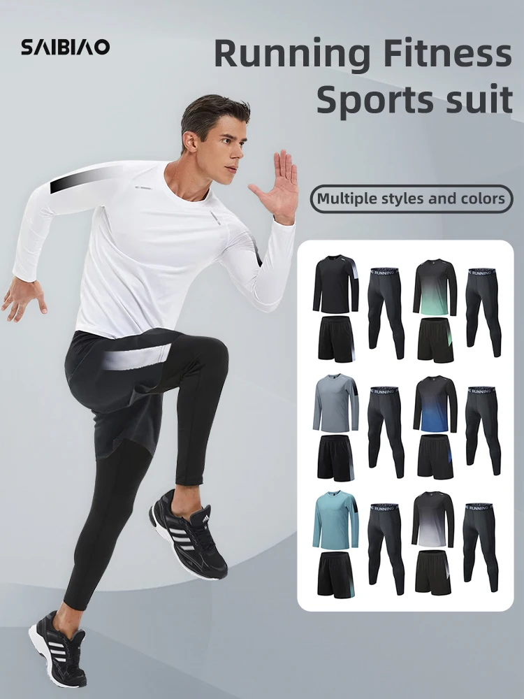 Men's Elastic Compression Bodybuilding Sportswear Gym Fitness Shirts ...