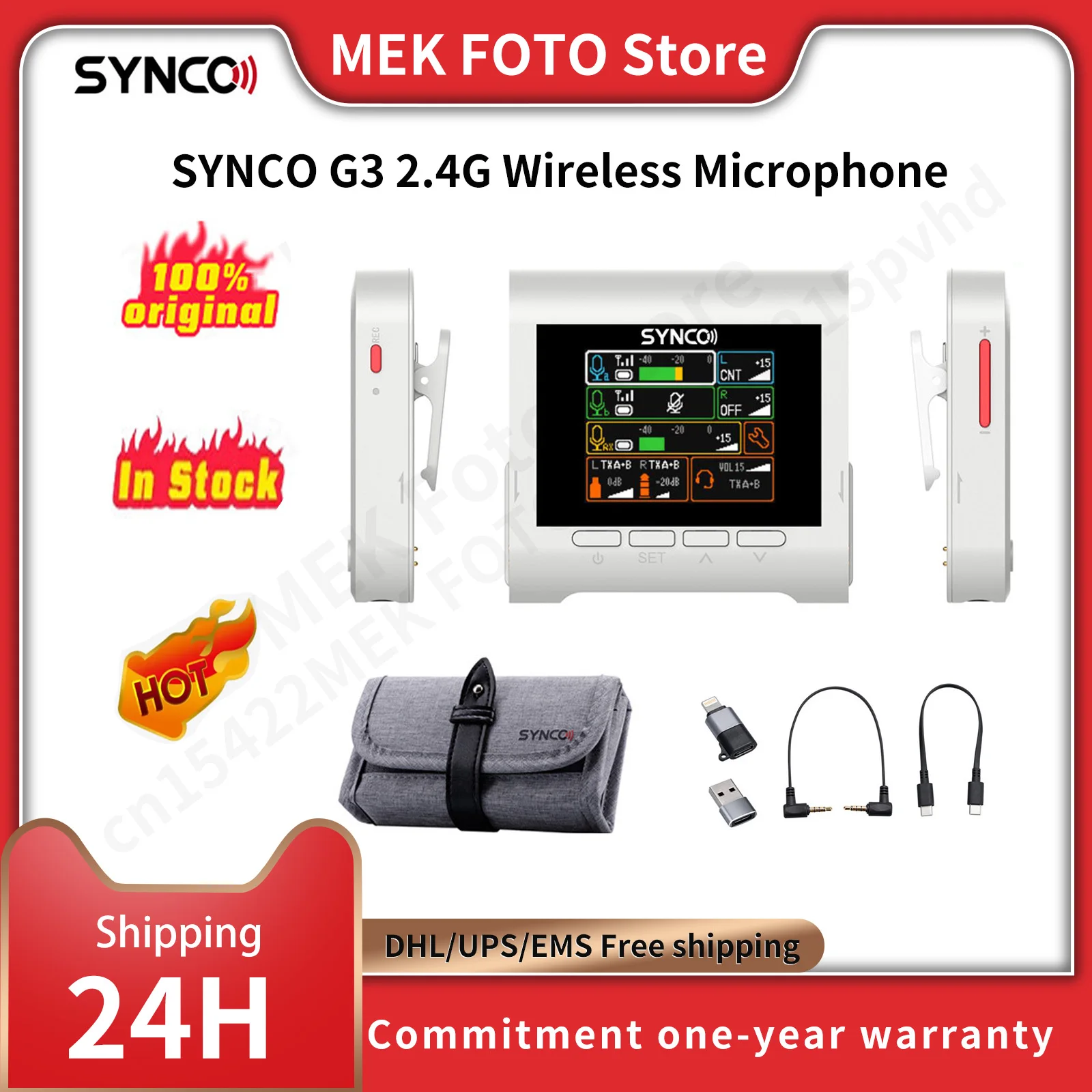 SYNCO G3 2.4G Wireless Microphone with Dual-Channel Receiver Max. 250M ...