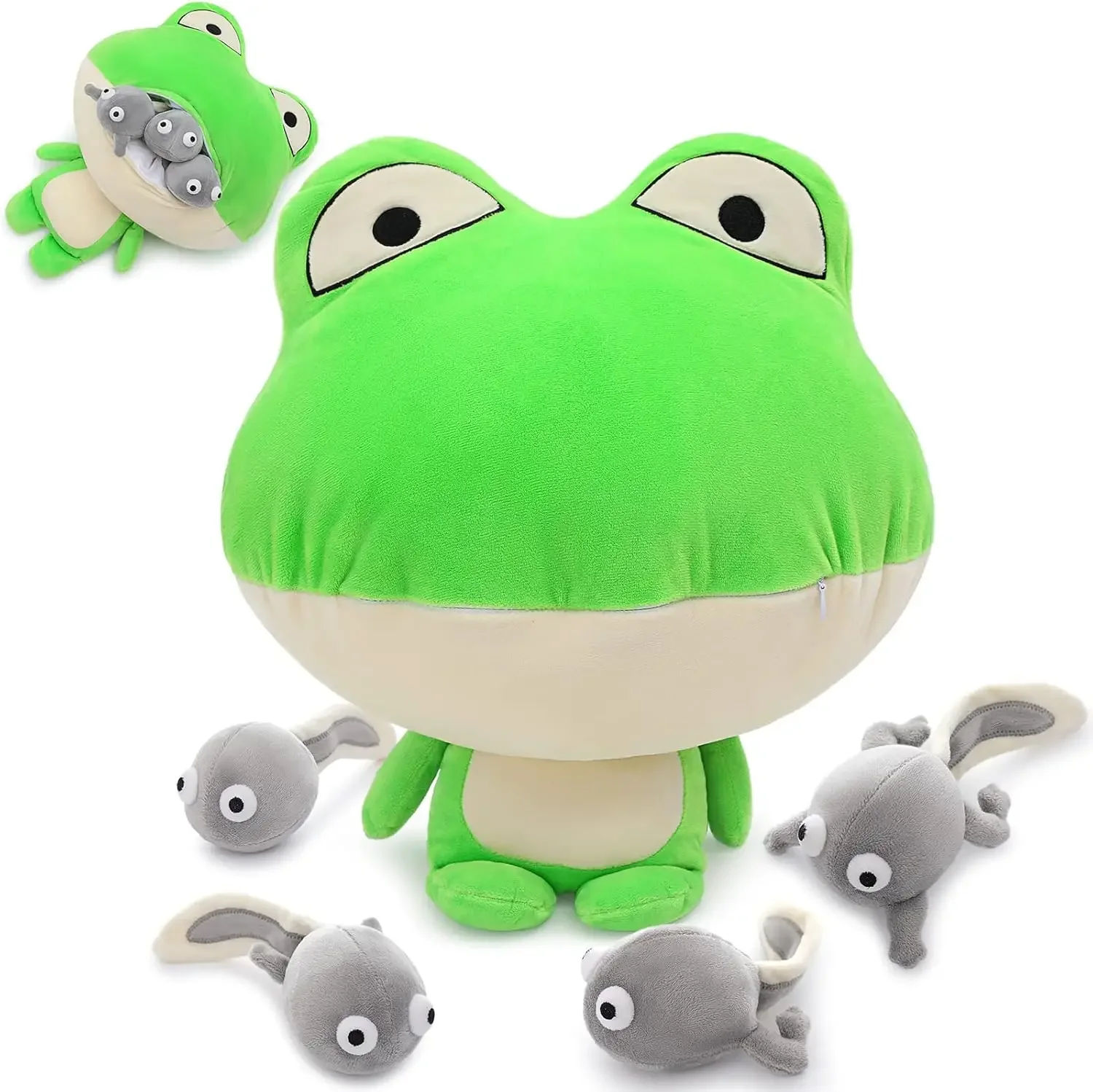 Giant Frog Stuffed Animal- 18” Large Mommy Frog Plush Toy with 4 Baby ...