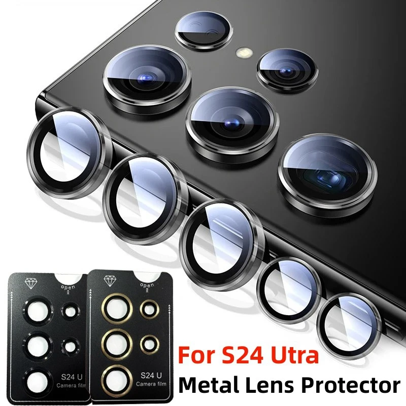 For Samsung Galaxy S24 Ultra S24 Plus Camera Lens Protector Metal Camera Ring Case Glass S24 ...