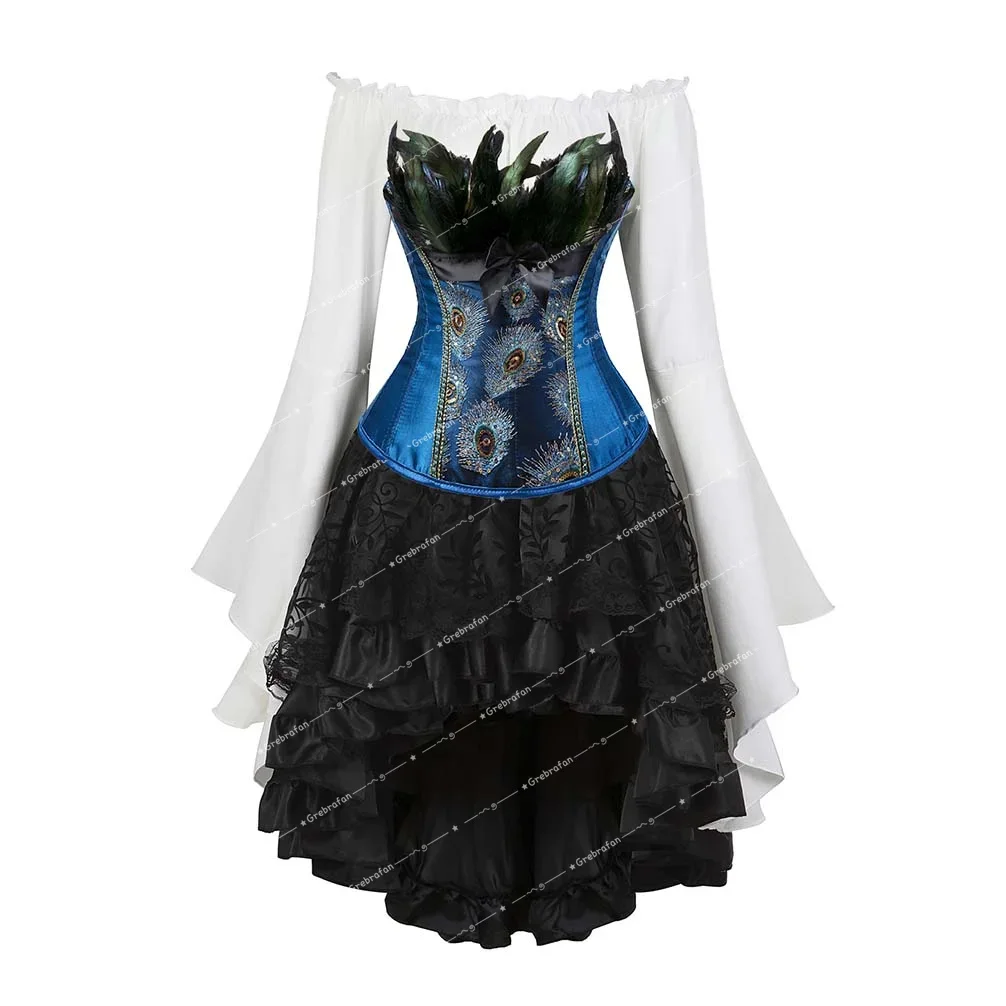 Women-s-Evening-Corset-Burlesque-Corsets-Peacock-Glitter-Bustiers ...