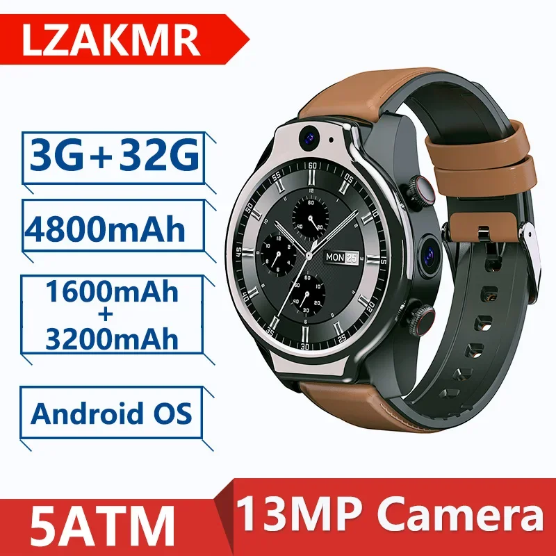 LZAKMR S10 5ATM Waterproof 4G Smart Watch Men Wifi Android OS SIM 13MP ...