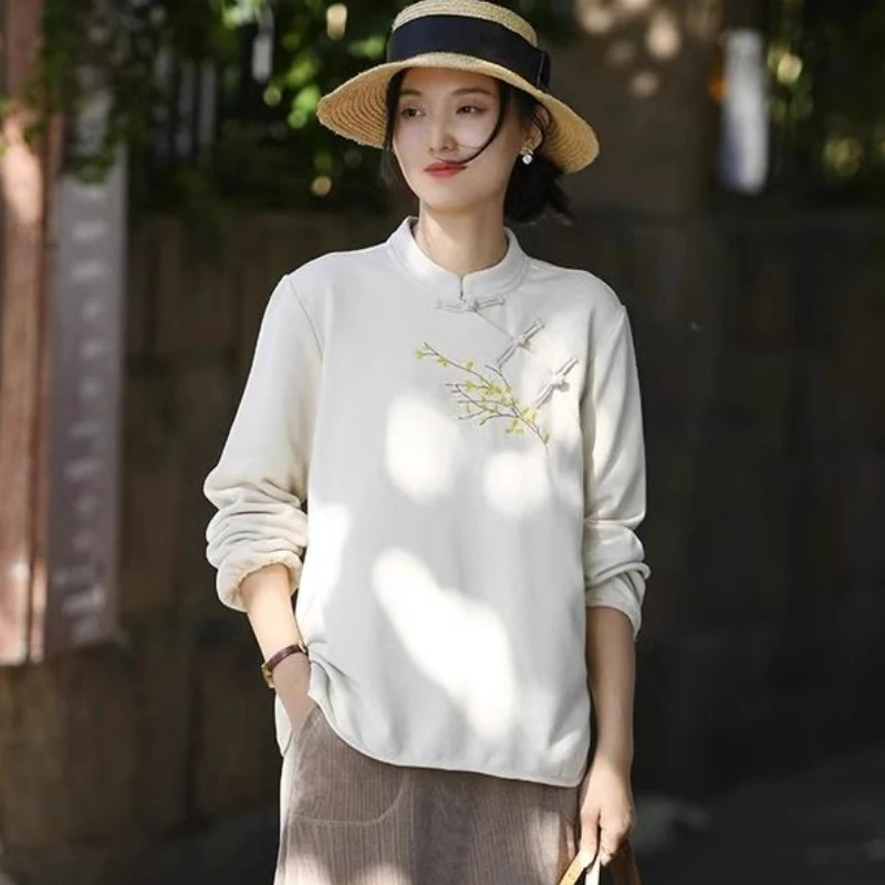 Chinese-Style-Embroidery-Sweatshirts-Women-Vintage-Button-Elegant-for ...