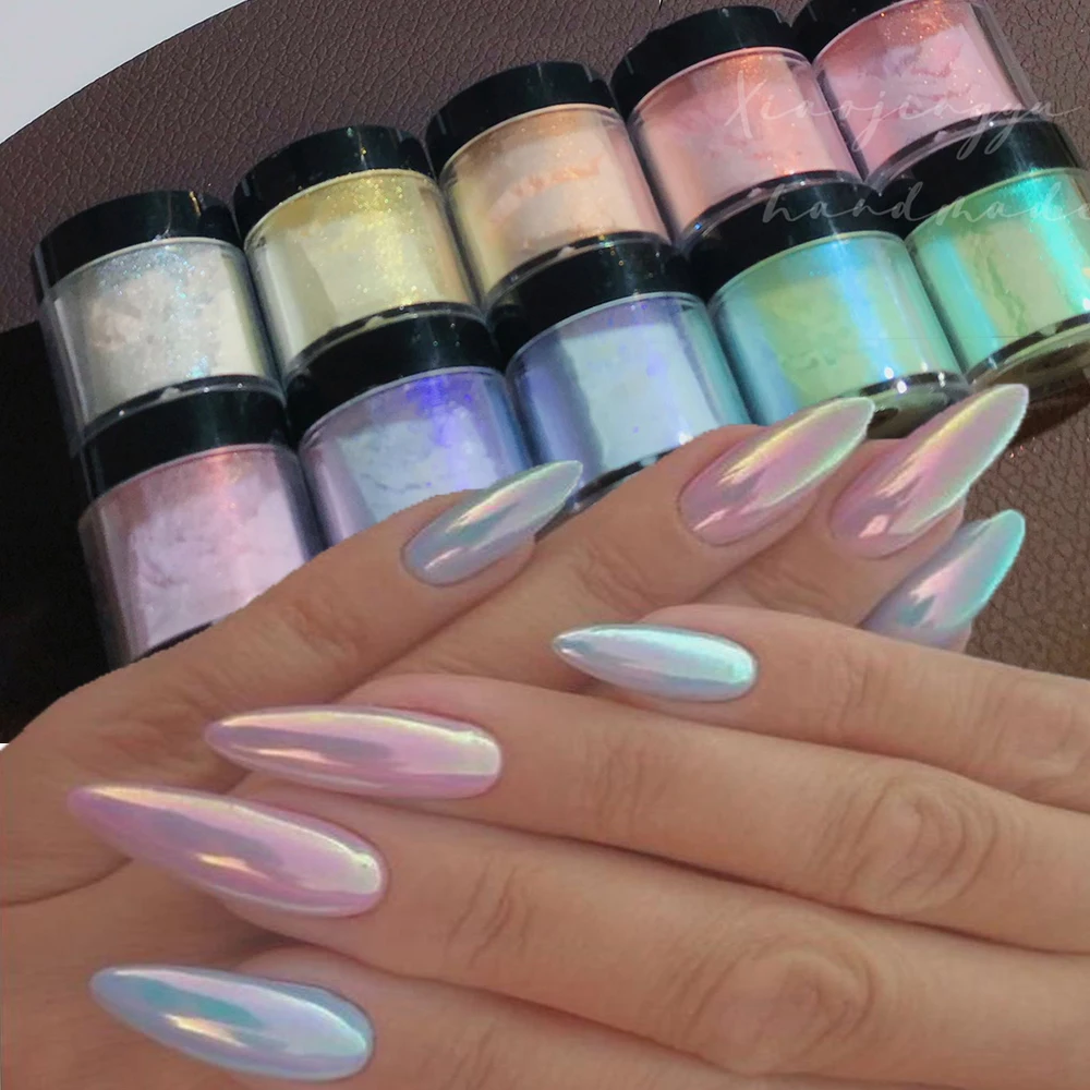 Shimmer Aurora Nail Glitter Powder Neon Ultra Fine Rubbing Dust Nail ...