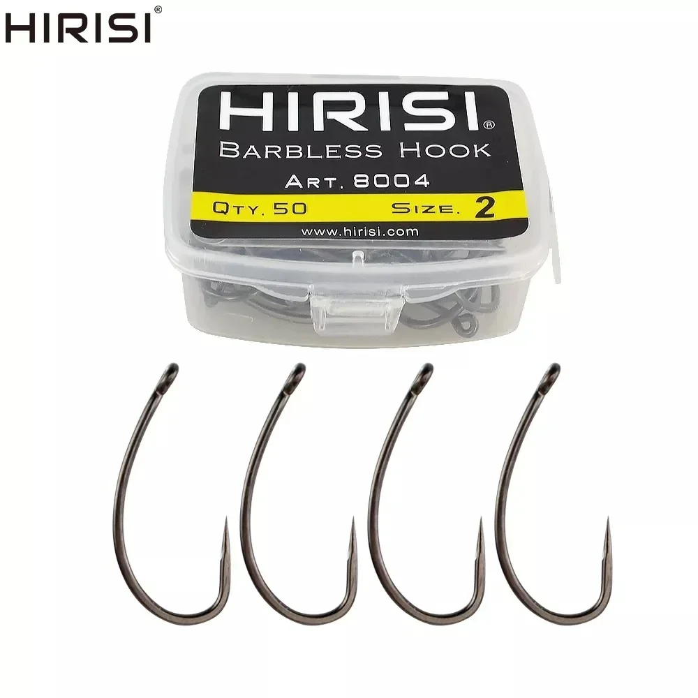50pcs Carp Fishing Hook Coating Barbless Non-barb Fishhooks High Carbon ...