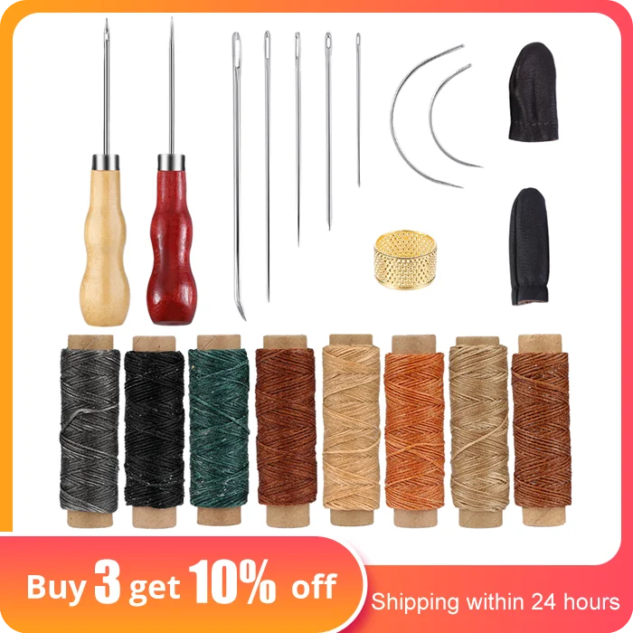 Lmdz Leather Sewing Kit With Large-eye Stitching Needles Waxed Thread ...