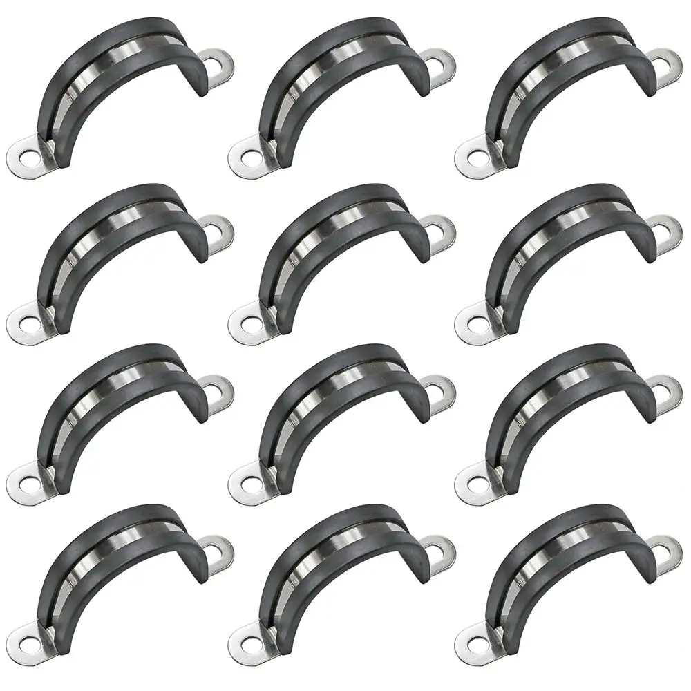 12pc-304-Stainless-Steel-Rubber-Lined-U-Clips-Cable-Mounting-Hose-Pipe ...
