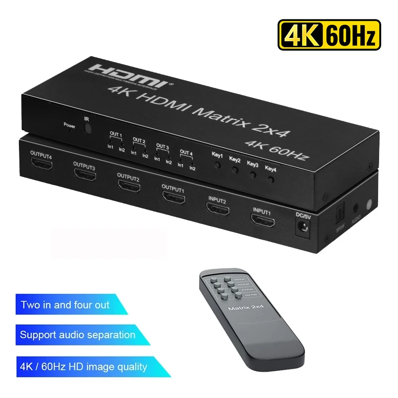 4K-HDMI-Matrix-2-in-4-out-Video-Matrix-Switch-2x4-4K-60Hz-for-HDMI ...