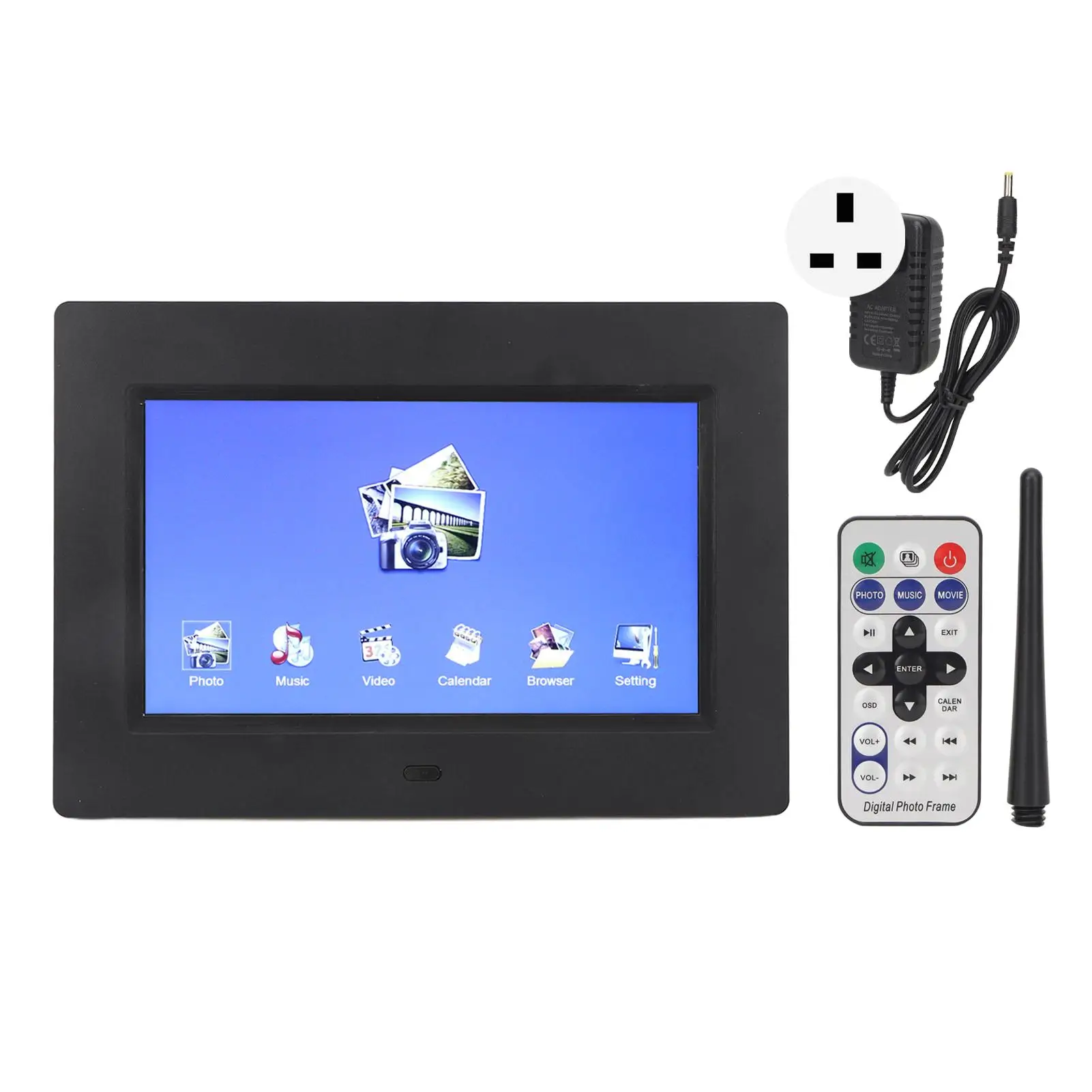 Porta-retrato-digital-com-preto-remoto-multifun-es-Photo-Frame-7-HD ...