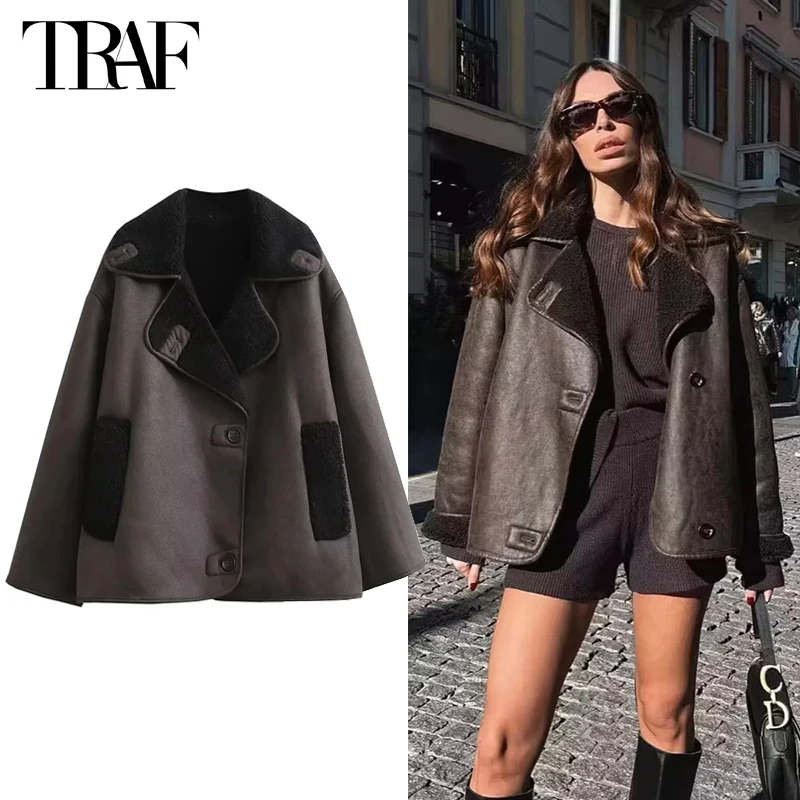 TRAF-Thick-Faux-Leather-Jackets-for-Women-Autumn-Winter-Warm-Jackets ...