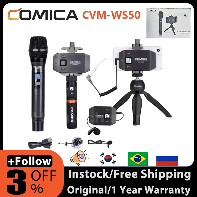 Comica-CVM-WS50H-ws50-multi-canais-smartphone-microfone-sem-fio-com ...