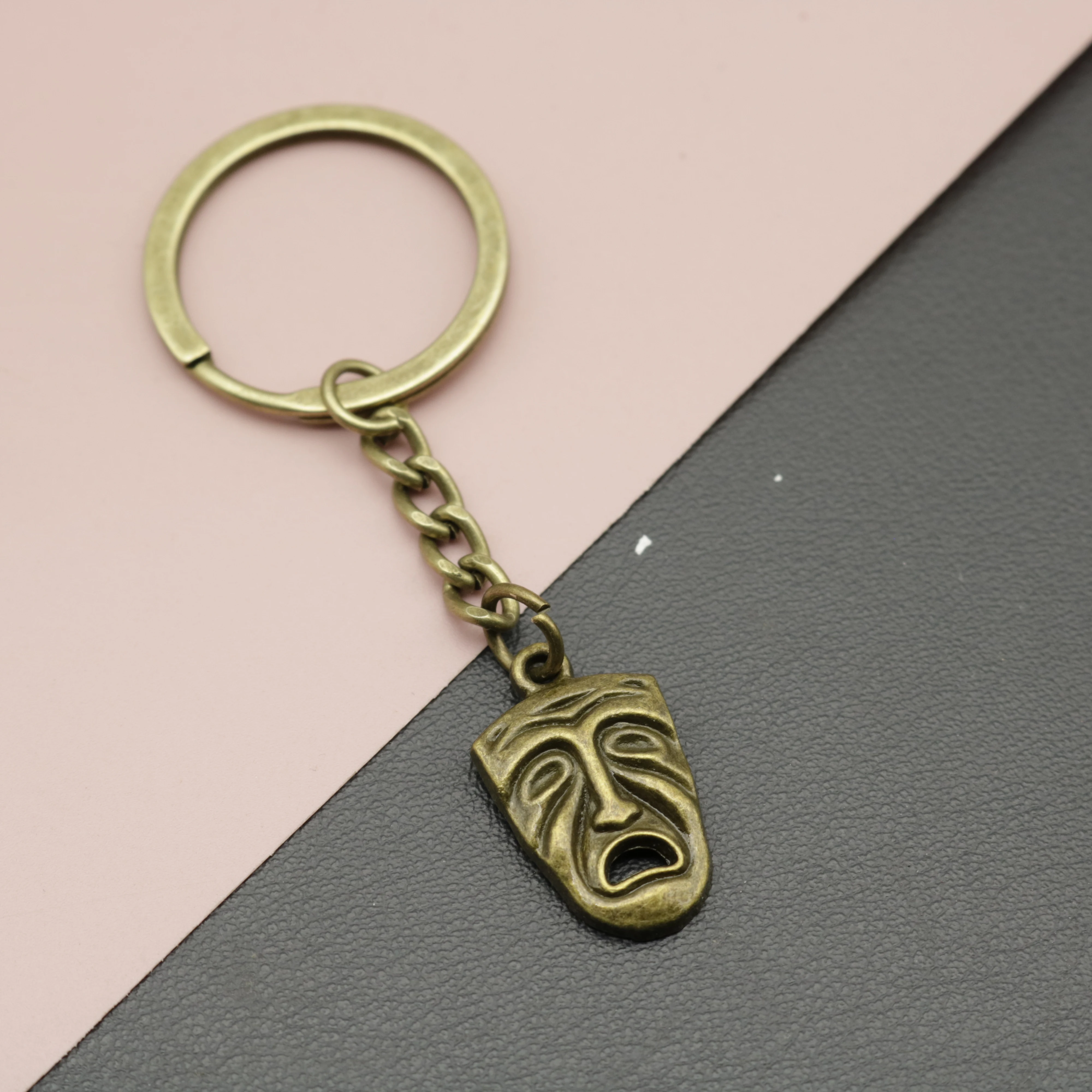 New-Fashion-Keychain-DIY-Metal-Keychain-Retro-Sad-Face-Mask-silver ...