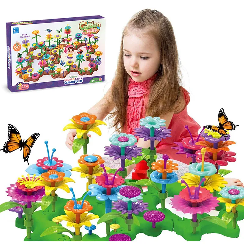 Girls-DIY-Flower-Garden-Toys-Building-Blocks-Kids-Toddlers-Playset ...