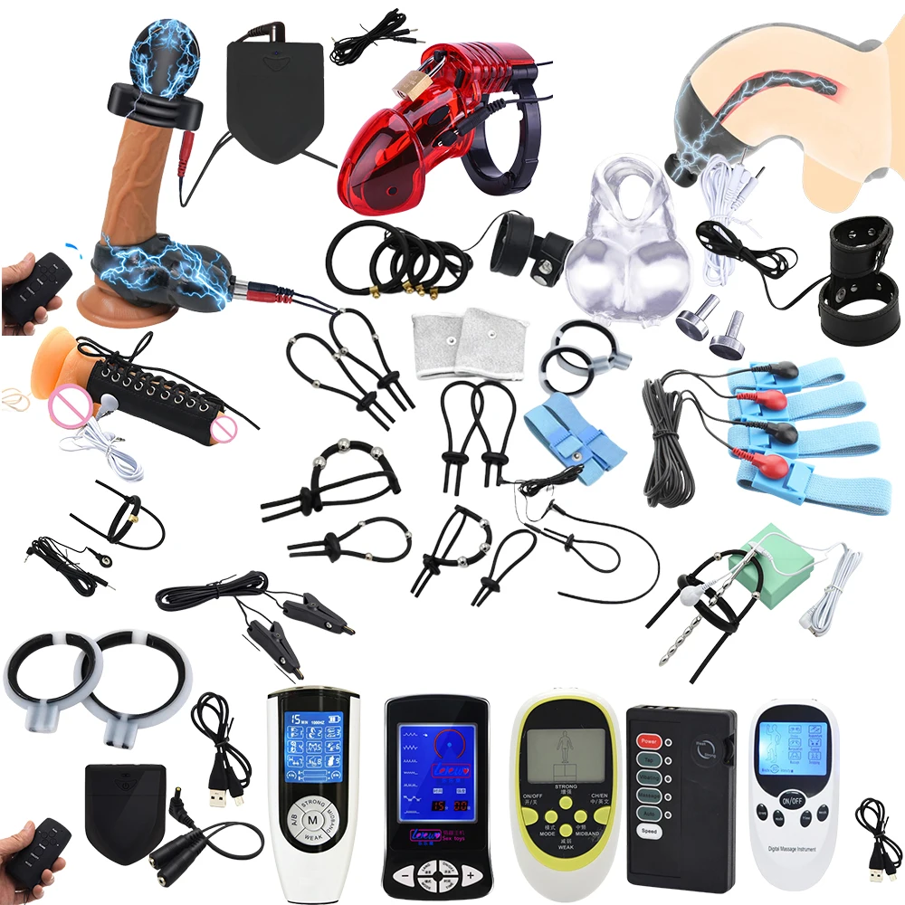 Electric-Shock-Bdsm-Cock-Sheath-Ball-Stretcher-E-stim-Penis-Ring-Glans ...