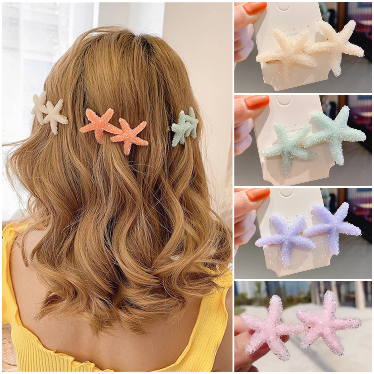Sea Star Shape Hair Clips Fashion Girls Hairpin Women Top Bangs Side ...