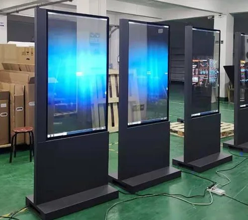 55 65 inch high Transparent OLED signage display TOLED authentic panel floor standing capacitive ...