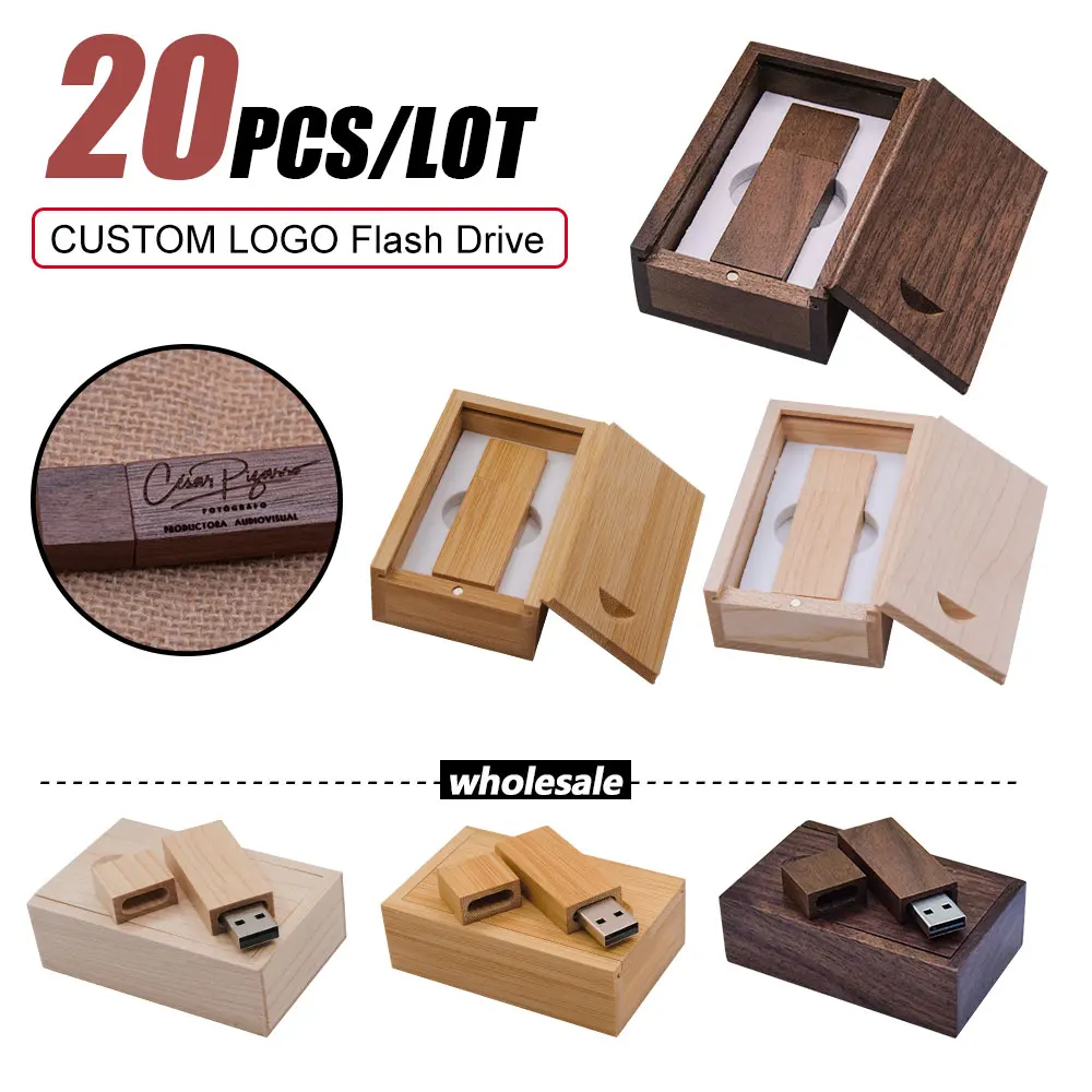 20pcs-Wooden-Box-USB-Flash-Drive-Pen-Driver-Pendrive-4GB-16GB-32GB-64GB ...