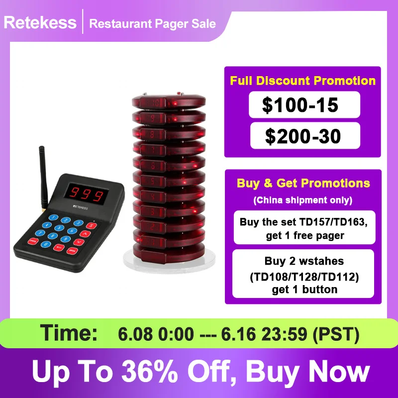 Retekess-T119-Restaurant-Pager-Draadloos-Semafoon-Systeem-Achtbaan ...