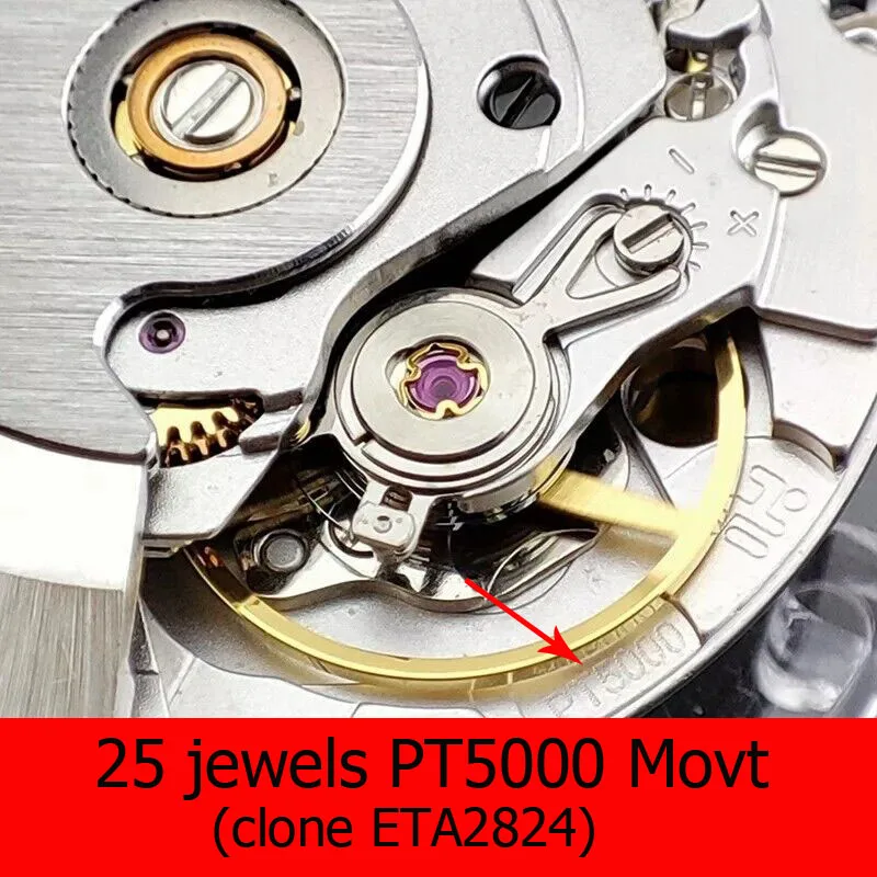 Genuine 25 Jewels Original PT5000 Mechanical Movement With Datewheel ...