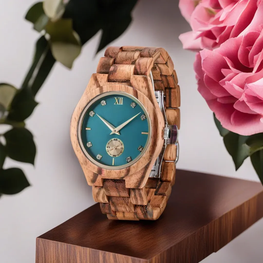 Wood-Wrist-Watch-For-Women-Simulated-Diamond-Dial-Wooden-Clock-Wife ...