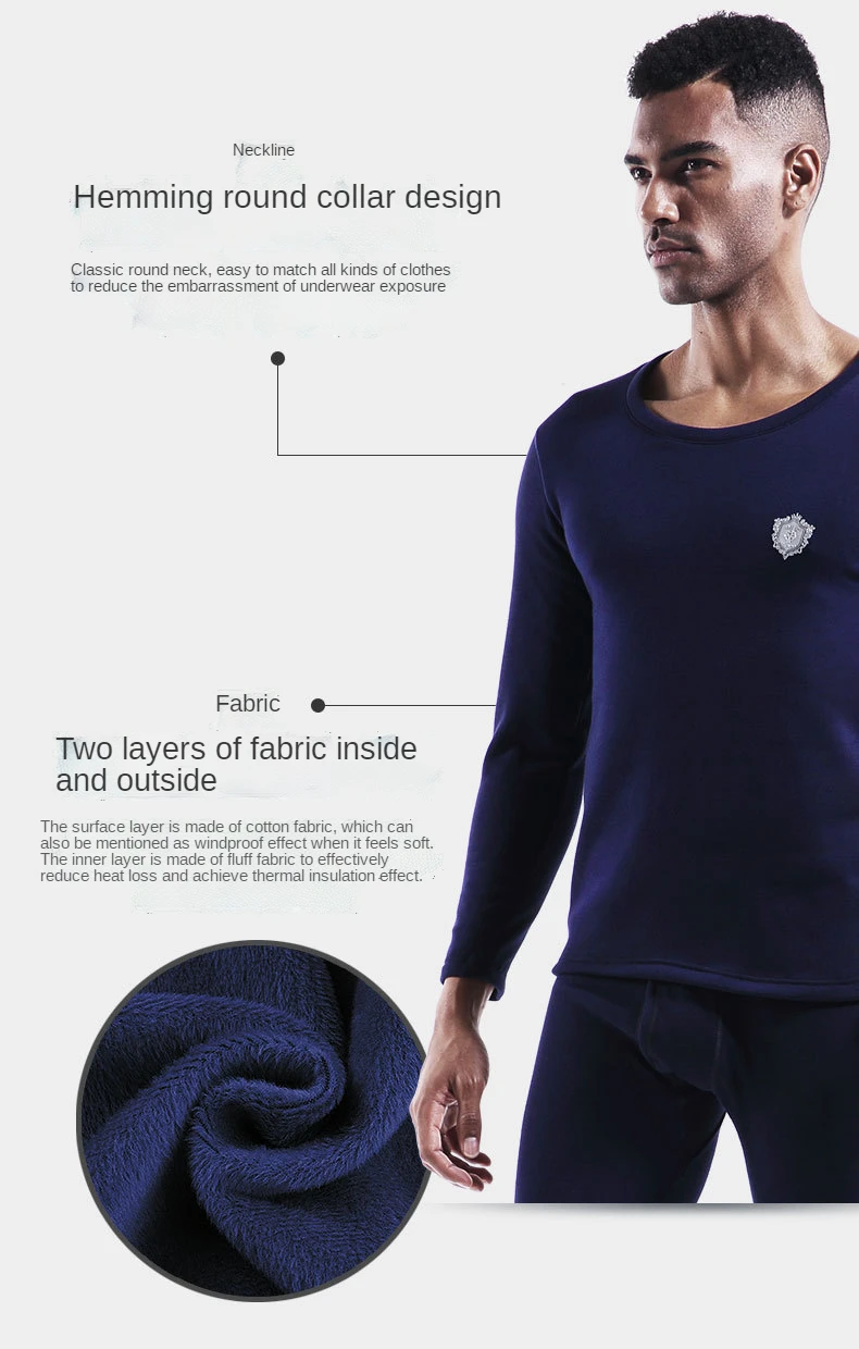 Caleçon,T-shirt à col rond pour homme,sous-vêtement thermique,Sexy ...