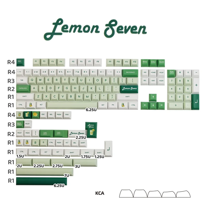 1-Set-Lemon-Seven-Keycaps-PBT-Dye-Sublimation-Key-Caps-KCA-Profile ...