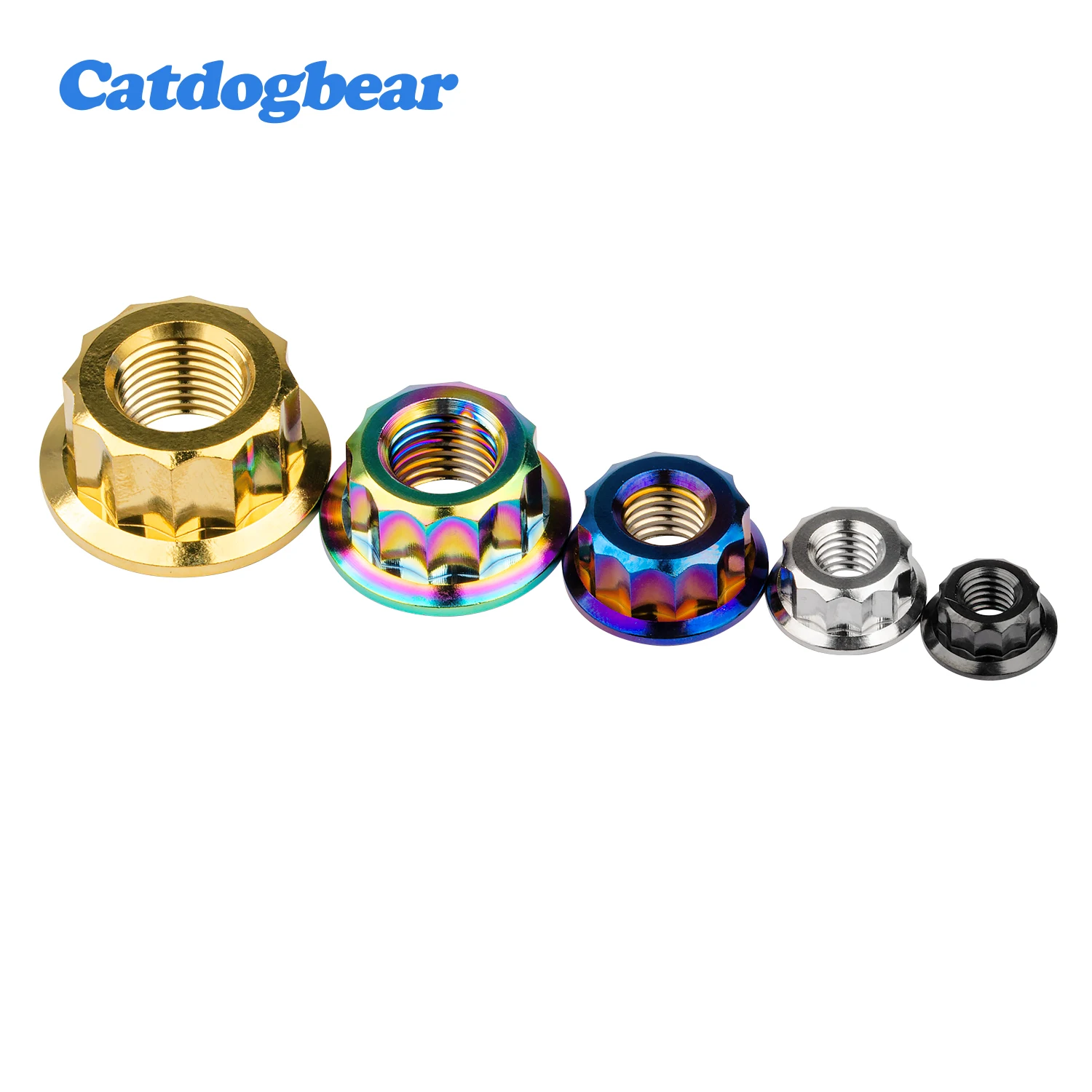 Catdogbear-4PCS-Titanium-Nuts-Double-Hex-Flange-12-Point-Nut-M5-M6-M8 ...