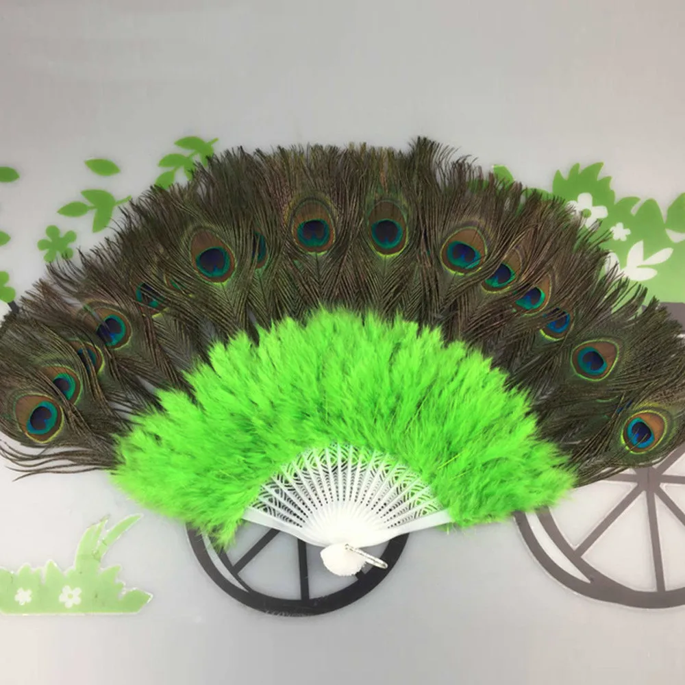 Large Peacock Feather Fan