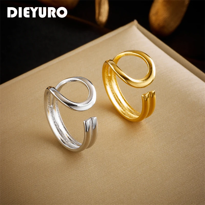 DIEYURO-316L-Stainless-Steel-Gold-Color-Abstract-Open-Ring-For-Women-Men-New-Design-Girls ...