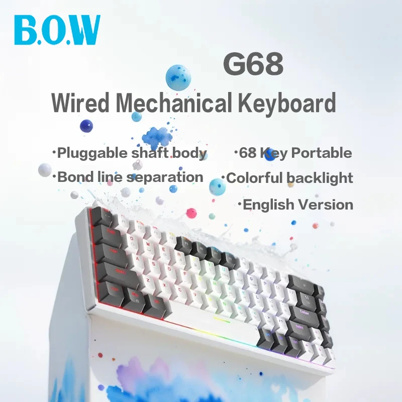 BOW-G68-Wired-Mechanical-Keyboard-Gaming-Keyboard-68-Key-Layout-Key ...