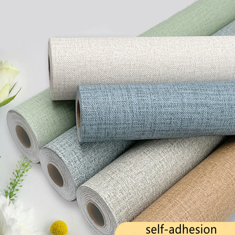 Linen-Pattern-Self-adhesive-Wallpaper-Thickened-Waterproof-Stickers ...